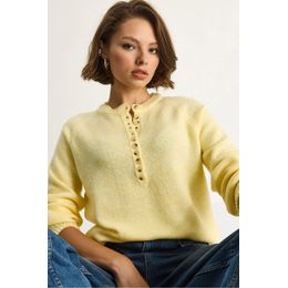 Knopfkragen L&auml;ssig Sitzender Strickpullover