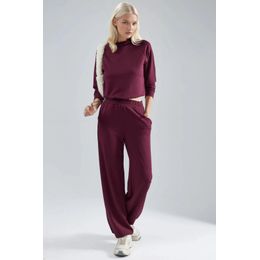 Modal Touch Halb-Halsausschnitt Bluse & Hose mit Elastischem Bund