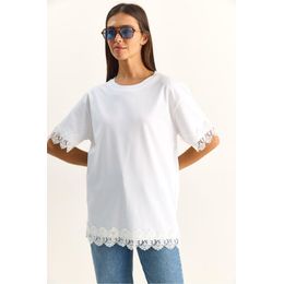 &Uuml;bergro&szlig;es Rundhals-Cotton-T-Shirt