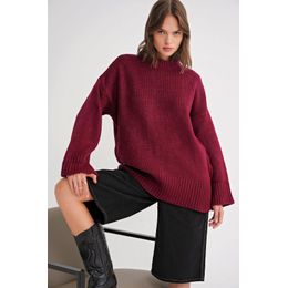 Oversized Rippstrickpullover mit Rundhalsausschnitt