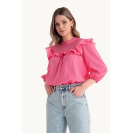 Rundhalsweite Bluse