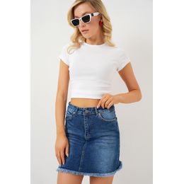 Slim Fit Mini-Denimrock mit Kn&ouml;pfen