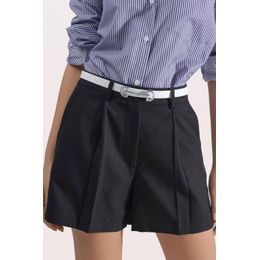 Leinenmix Hochbund Faltenkurze Hose