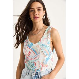 Blumen-U-Ausschnitt &auml;rmelloses Top