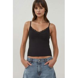 D&uuml;nnes Strick V-Ausschnitt Slim Fit Top mit Spitze التفاصيل