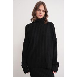 Oversized gerippter Rollkragenpullover