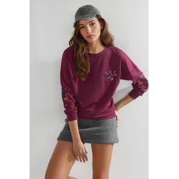 Modal Touch Rundhals Bestickter Pullover