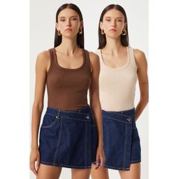 Figurbetontes U-Ausschnitt Gestricktes 2er-Pack Tanktop