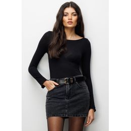 Schlanke Passform Boot-Ausschnitt Bluse