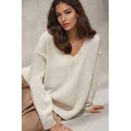 Dicker Strick-V-Ausschnitt-Pullover