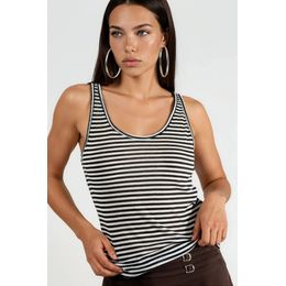 Gestreiftes Ripp U-Ausschnitt-Camisole-Top