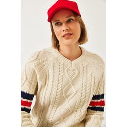 Musterierter V-Ausschnitt Fitted Strickpullover