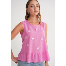 Bluse mit Rundhalsausschnitt und Schleifendetail