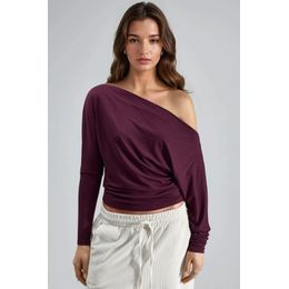Boot-Ausschnitt Drapierte Bluse