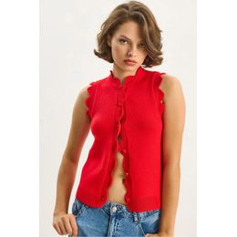 R&uuml;schenshirt mit Rundhalsausschnitt und Strickweste