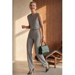 Crew-Neck Crop-Top und Hohe Taille Hose Zweiteiliges Set