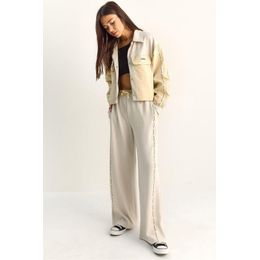 Gestreiftes Mid-Waist Zweiteiliges Set mit Tasche