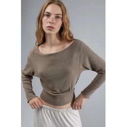 Boots-Ausschnitt Langarm-Elastische Bluse
