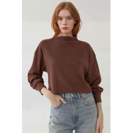 Strukturiertes Boot-Ausschnitt-Bluse