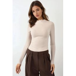 Strukturiertes Crew-Neck Langarmshirt