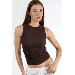 Strukturiertes Rippstrick-Crewneck-Top
