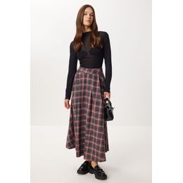 Kariierter High-Waist Faltenrock MIDI