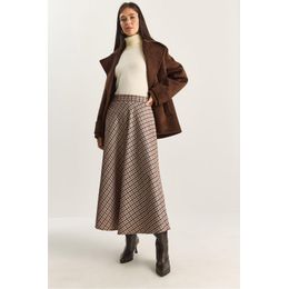 Kariertes Hochgeschnittenes Maxikleid