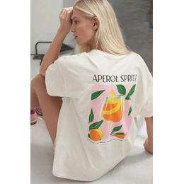 %100 Baumwolle Oversized Bedrucktes Rundhals Baumwoll T-Shirt