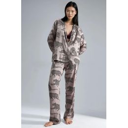 Leopardmuster Langarm-Pyjama-Set