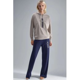 Modal Touch Kapuzen-Sweatshirt & gestreifte Detail-Hosen Set