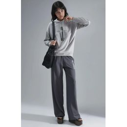 Modal Touch Kapuzen-Sweatshirt & gestreifte Detail-Hosen Set