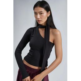 Ein&auml;rmelige Bluse mit Schal-Detail