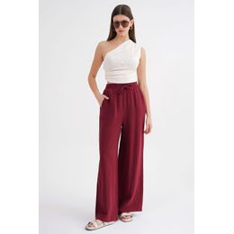 Hochtaillierte Texturiertes Musselin Stoffhose