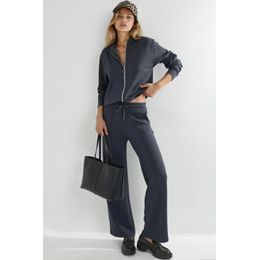 Modal Touch Sweatshirt mit Rei&szlig;verschluss und Ripp-Hosen Set