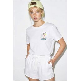 Besticktes Rundhals-Cotton-T-Shirt