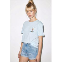 Besticktes Rundhals-Cotton-T-Shirt