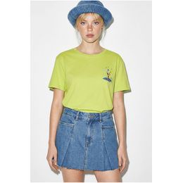 Besticktes Rundhals-Cotton-T-Shirt