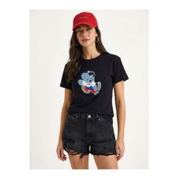 Besticktes Rundhals-T-Shirt