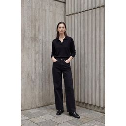 Hochtaillierte gerade Denim-Jeans