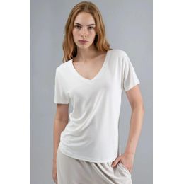 V-Ausschnitt Kurzarm-Modalbluse