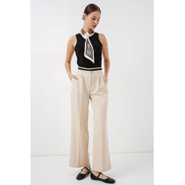 Hochtaillierte weit geschnittene Hose mit Taschen