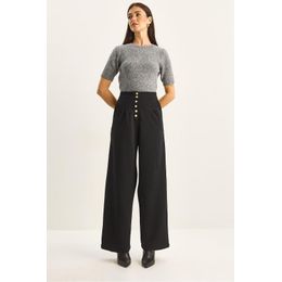Hochtaillierte weite Palazzo-Hosen