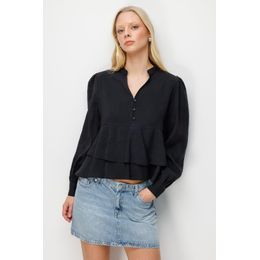 Verspielte V-Ausschnitt Bluse mit Kn&ouml;pfen