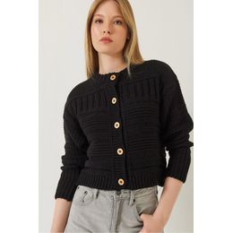 Knopf-Cardigan mit Rundhalsausschnitt