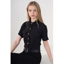 Strukturierte Kurzjacke mit Knopfleiste und Hemdkragen