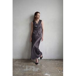 V-Ausschnitt Weste & Maxirock Satin Zweiteiliges Set