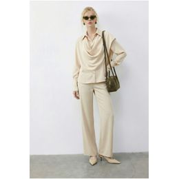 Schal-Muster Bluse und Hochtaillierte Weite Hose Zwei-Teile Set