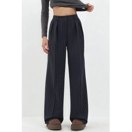 Streifenweite Leg Pleated Palazzo-Hose