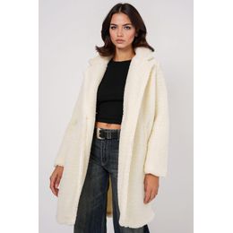 Pl&uuml;sch Oversized Kunstfellmantel mit Schalkragen