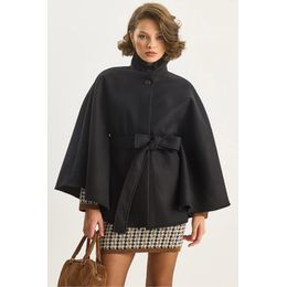Poncho-Mantel mit Bindeg&uuml;rtel